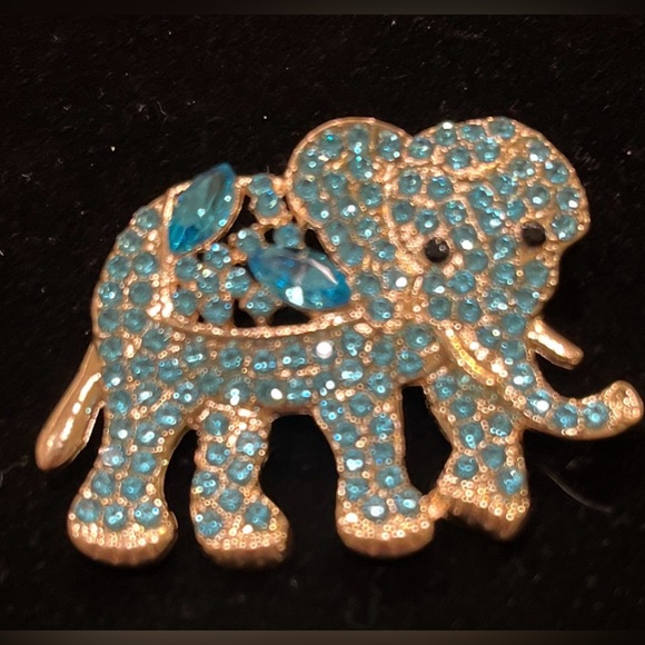 Jewelry | Elegant Blue Crystal Elephant Brooch | Poshmark